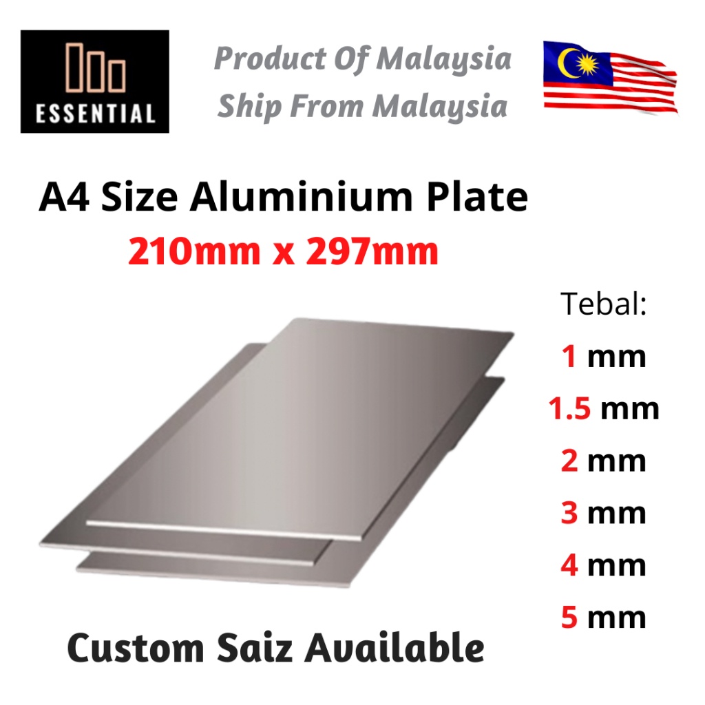 A4 A3 A2 size Aluminium Plate Papan Aluminium Sheet Metal 1mm 1.5mm 2mm 3mm 4mm 5mm | Shopee ...