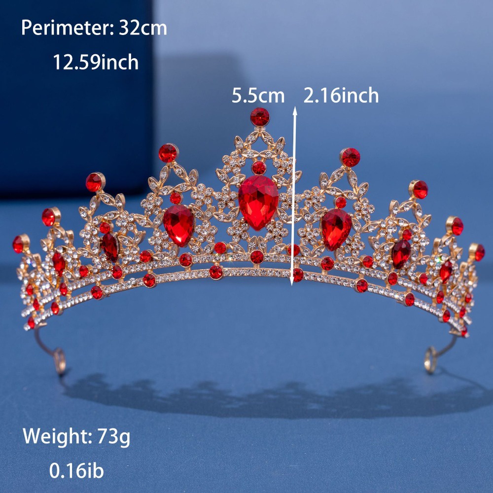 Deartiara Fashionable Grapevine Design Gold Red Diamond Crown Wedding ...