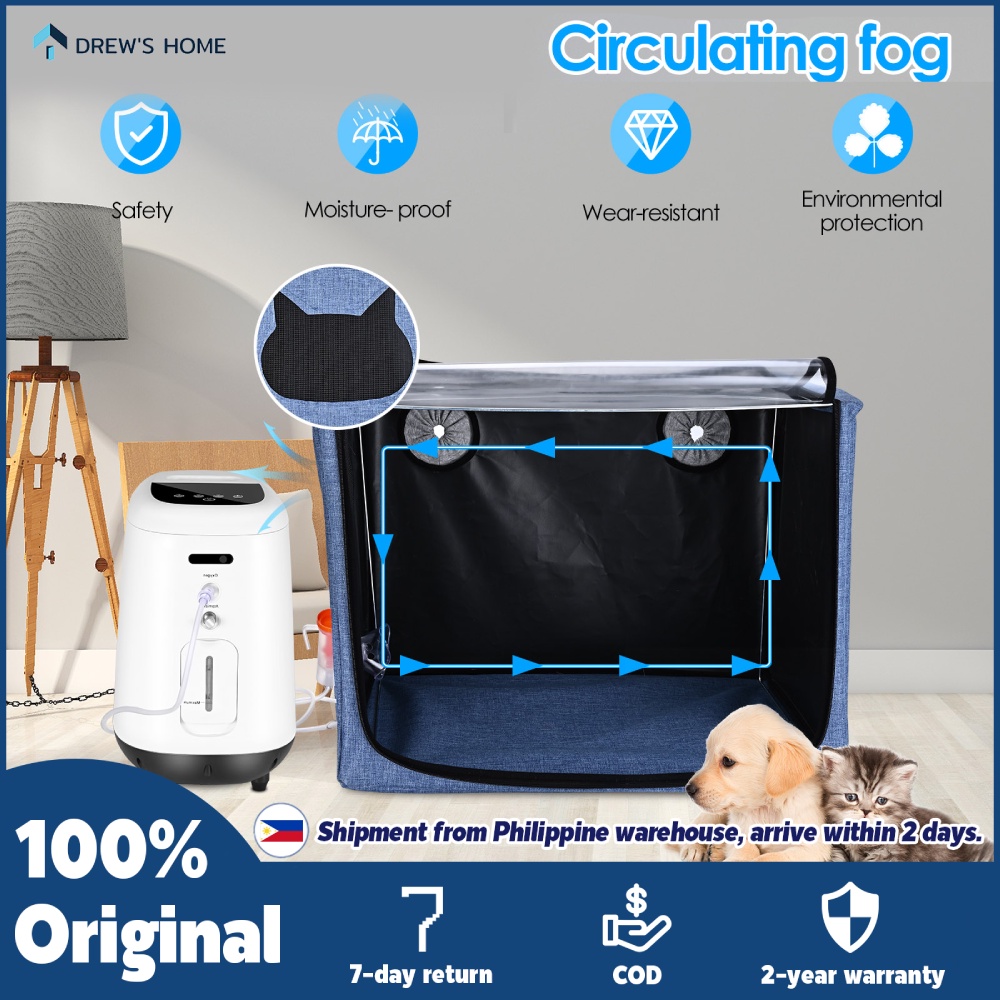 【Local Warehouse+COD】Pet Oxygen Cage Nebulizer Box Blue Black(60*46 ...