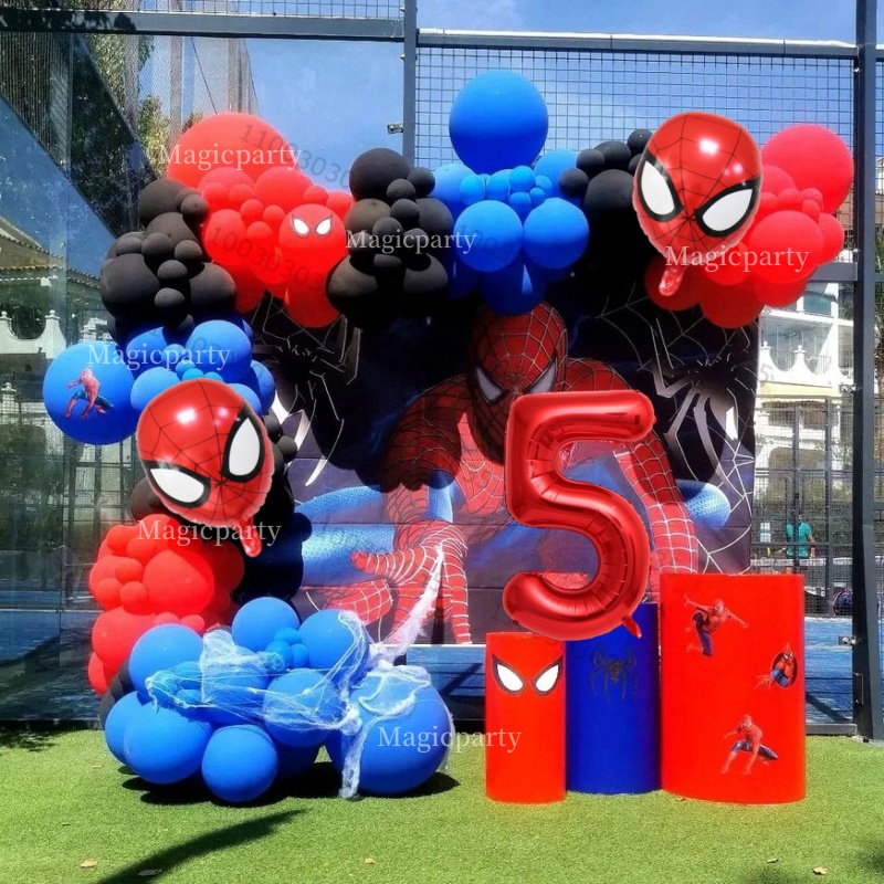 Spiderman Balloons Spiderman Head Red Blue Black Latex Balloon 32inch ...