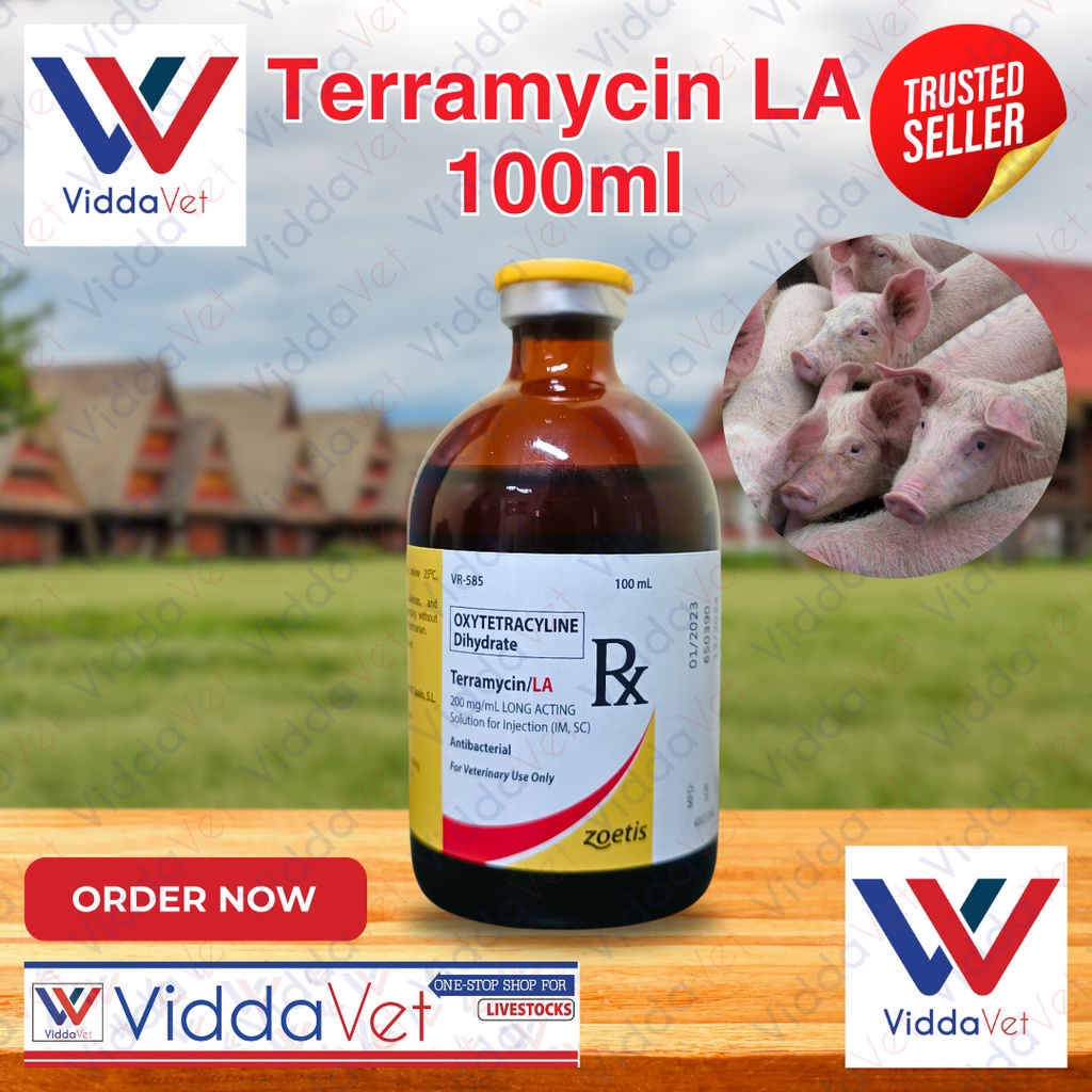 Terramycin La 100ml for animals from zoetis oxytetracycline injectable ...