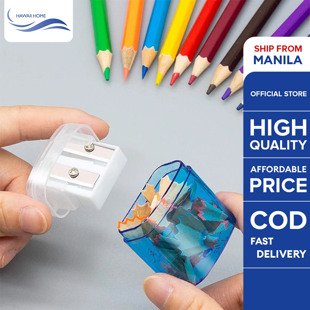 Hawaii Home Double Hole Pencil Sharpener with Cover School and Office ...
