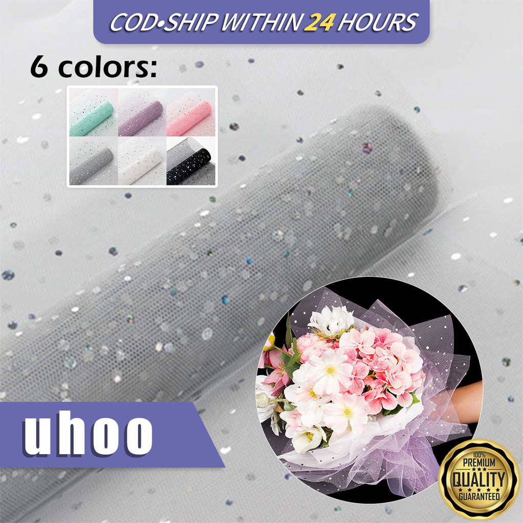 50cmx3.6m Dot Gauze Beautiful Silk Screen Flower Packaging Gauze Snow ...