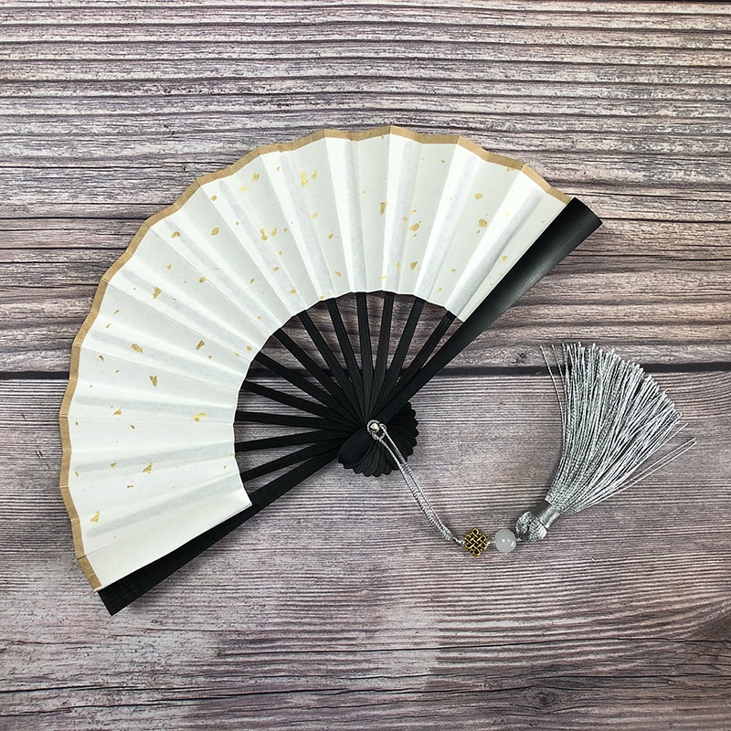 4 Inch Mini Fan, Colorful Dark Green Gilded Rice Paper Folding Fan ...