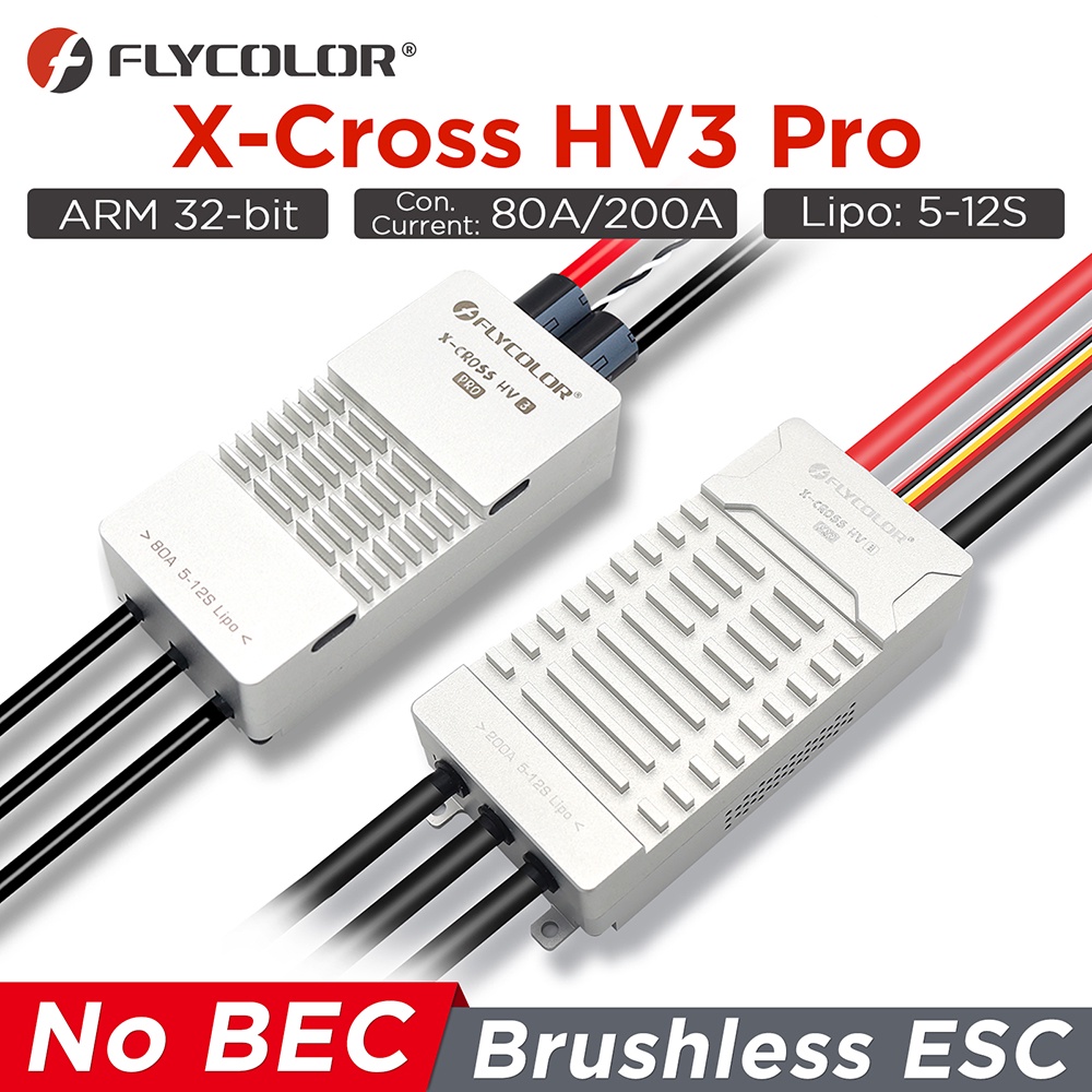 Flycolor X-CROSS HV3 PRO ESC 80A/200A ESC Brushless5-12S ARM 32-bit No ...