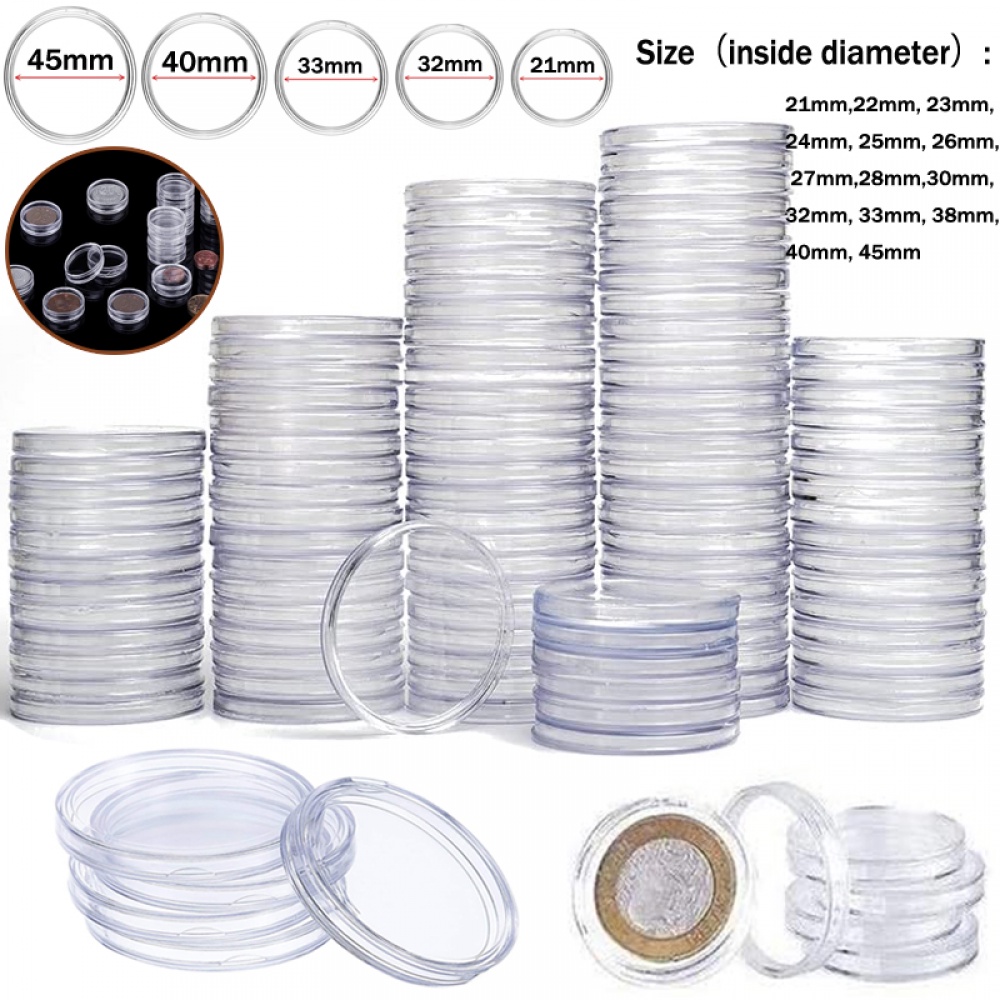 10/25/50pcs/lot Transparent Plastic Coin Holder Coin Collecting Box ...