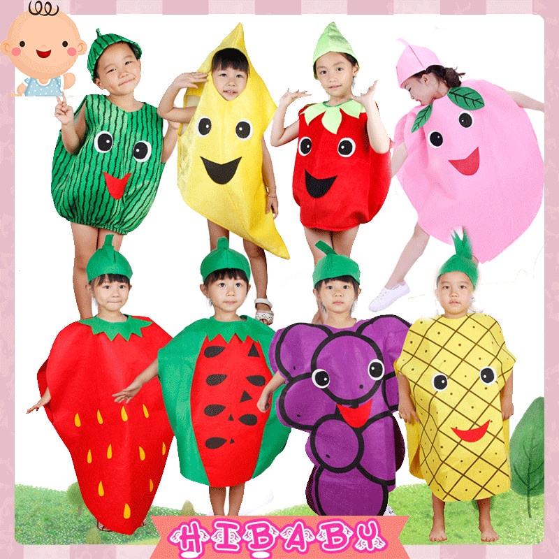 100-140CM Cute Cartoon Party Kids Cosplay Costumes Children Fruit Vegetable Clothes Halloween ...
