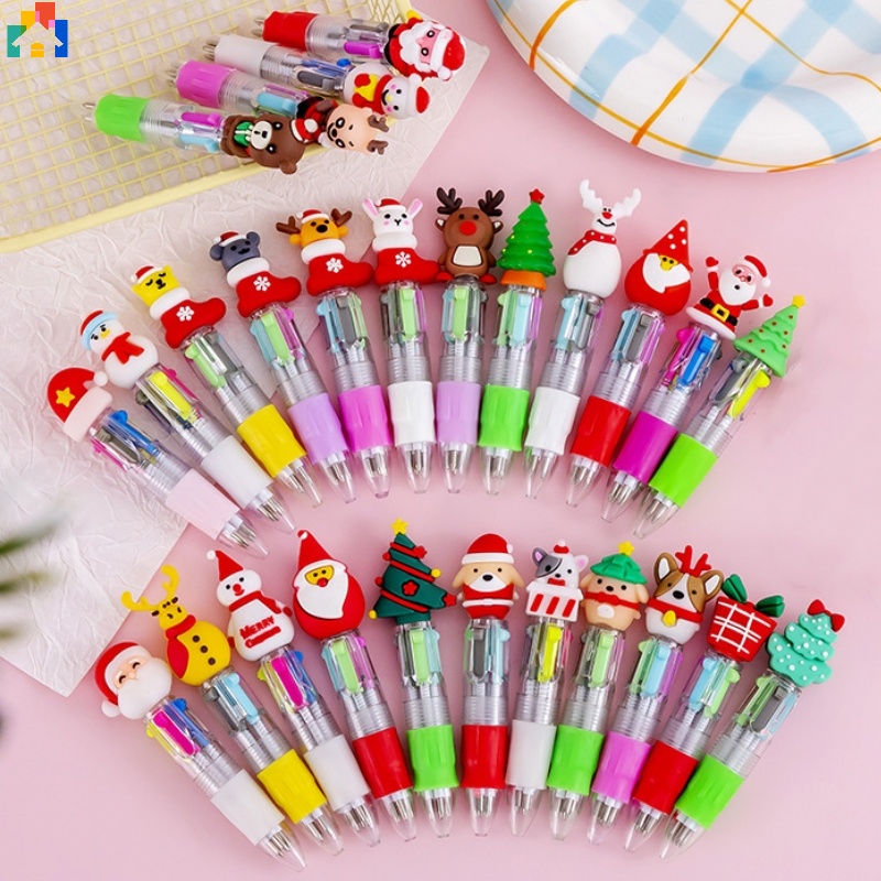 Cartoon Elk Santa Xmas Tree Snowman Colorful Mini Ballpoint Pen Kawaii ...