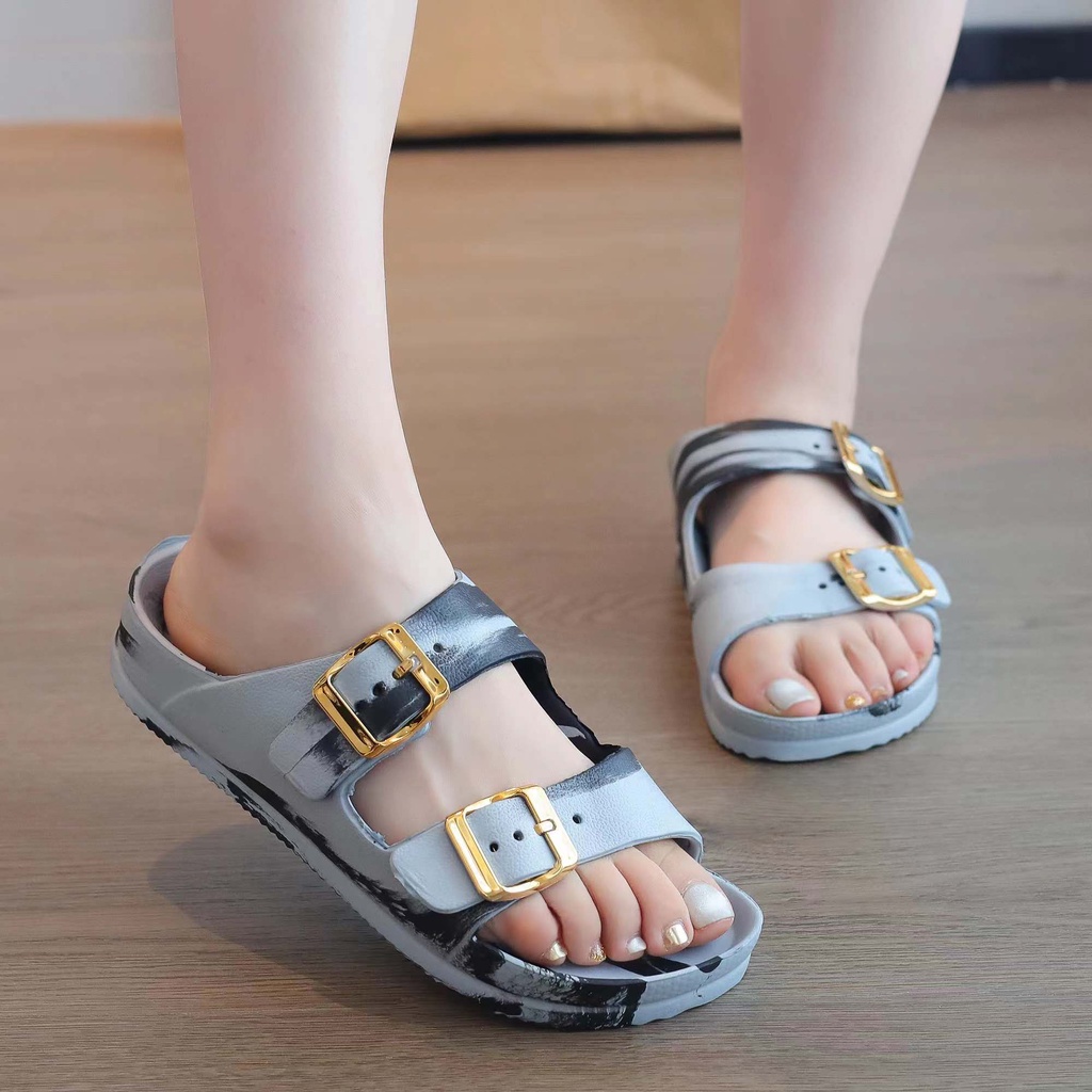 Trendy Fashionable two strap slides For Men And Women | Shopee Philippines