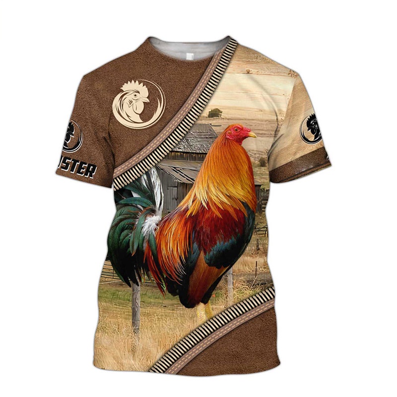 Summer Men's T Shirt Rooster Graphics Tops 3D Printed Fashion Short ...