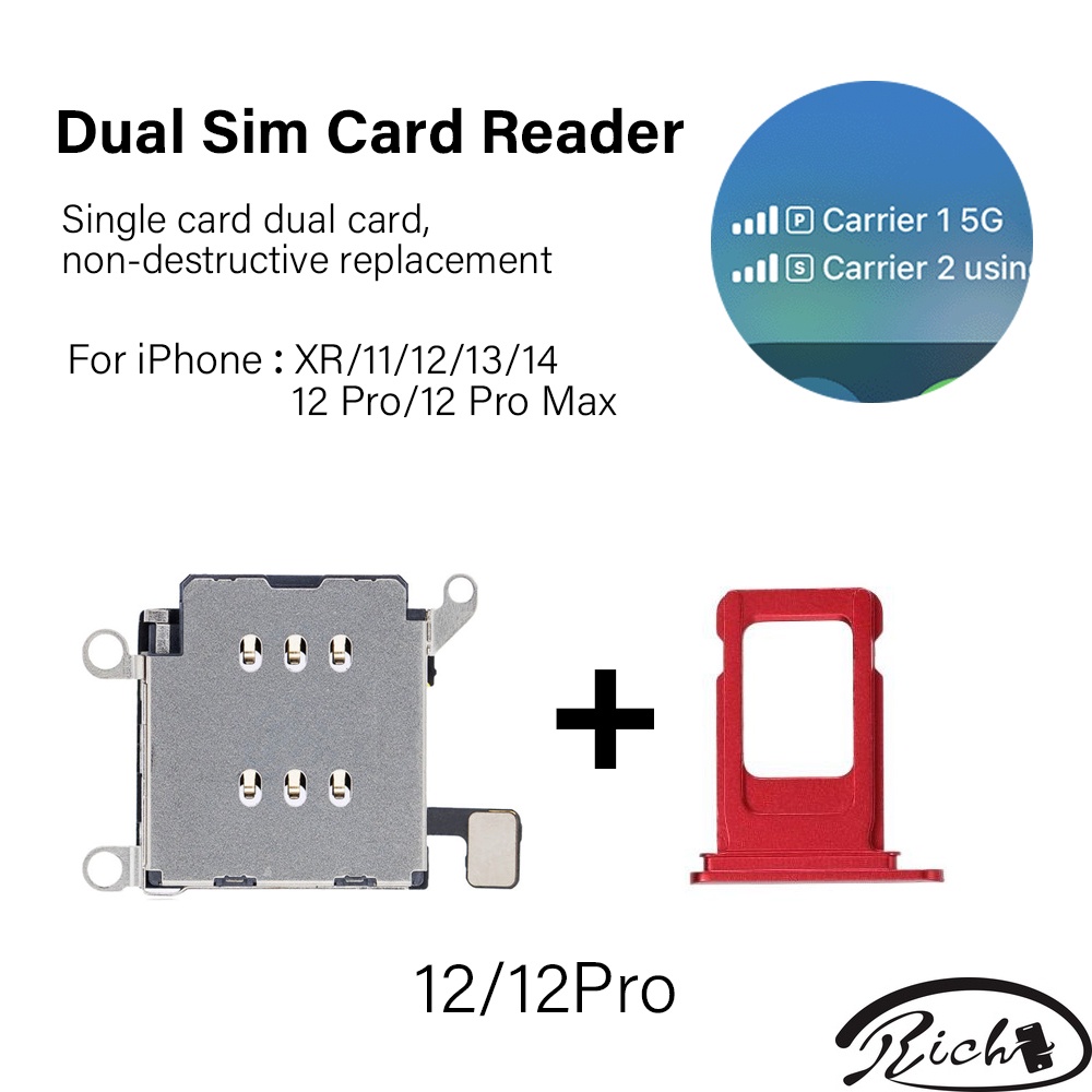 Dual Sim Card Reader For iPhone XR 11 13 14 Sim Card Tray Connector 12 ...