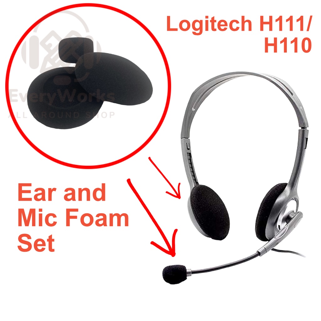 Logitech H111 / H110 Ear foams and Mic Foam Set Sponge Microphone foam ...
