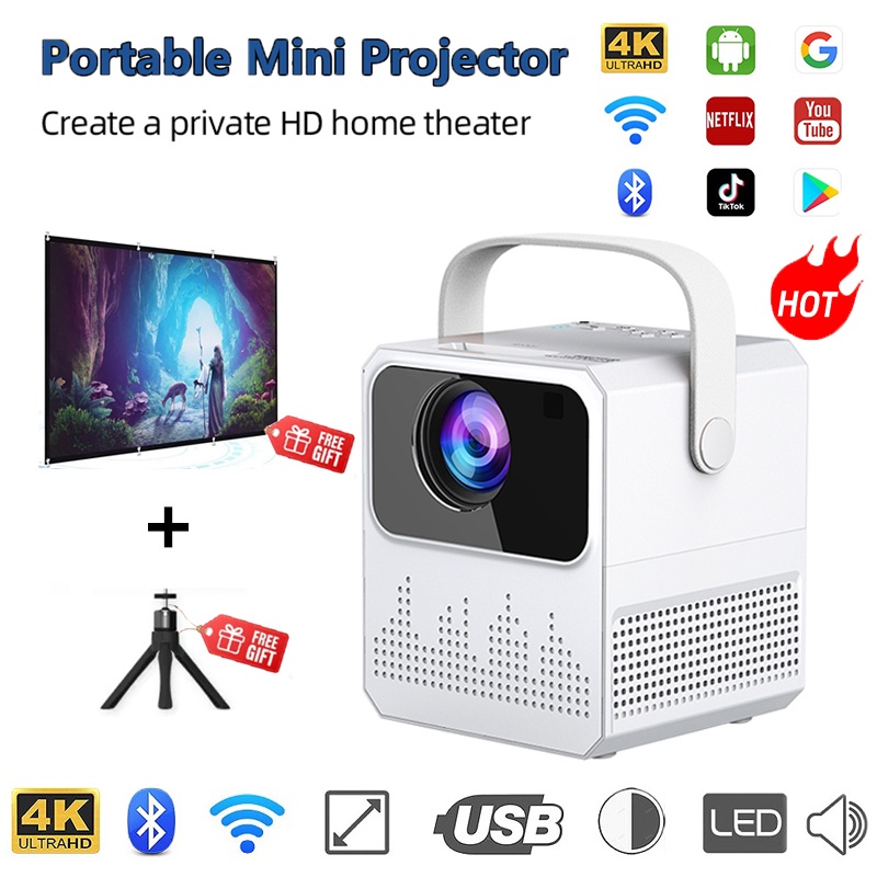 Mini Projector 1080P 4K Ultra Clear 5G Smart Projector HD dual WIFI ...