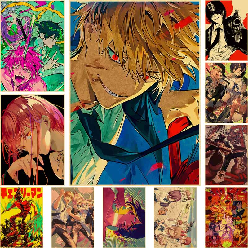 Japanese Anime Chainsaw Man Posters Retro Kraft Paper Poster Prints Art ... Japanese Anime Chainsaw Man Posters Retro Kraft Paper Poster Prints Art ...