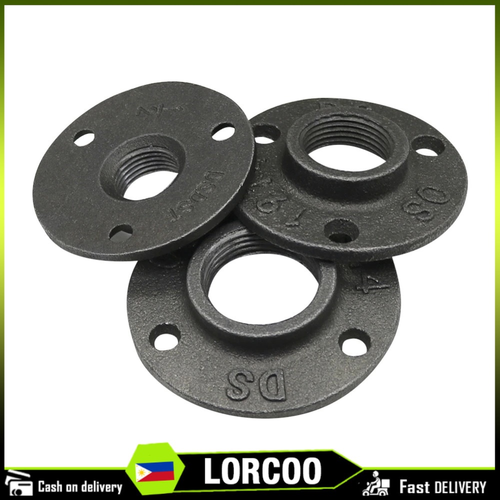 NEW Black Iron Flange Pipe Floor Fitting Wall Mount 1/2 inch 3/4 inch ...