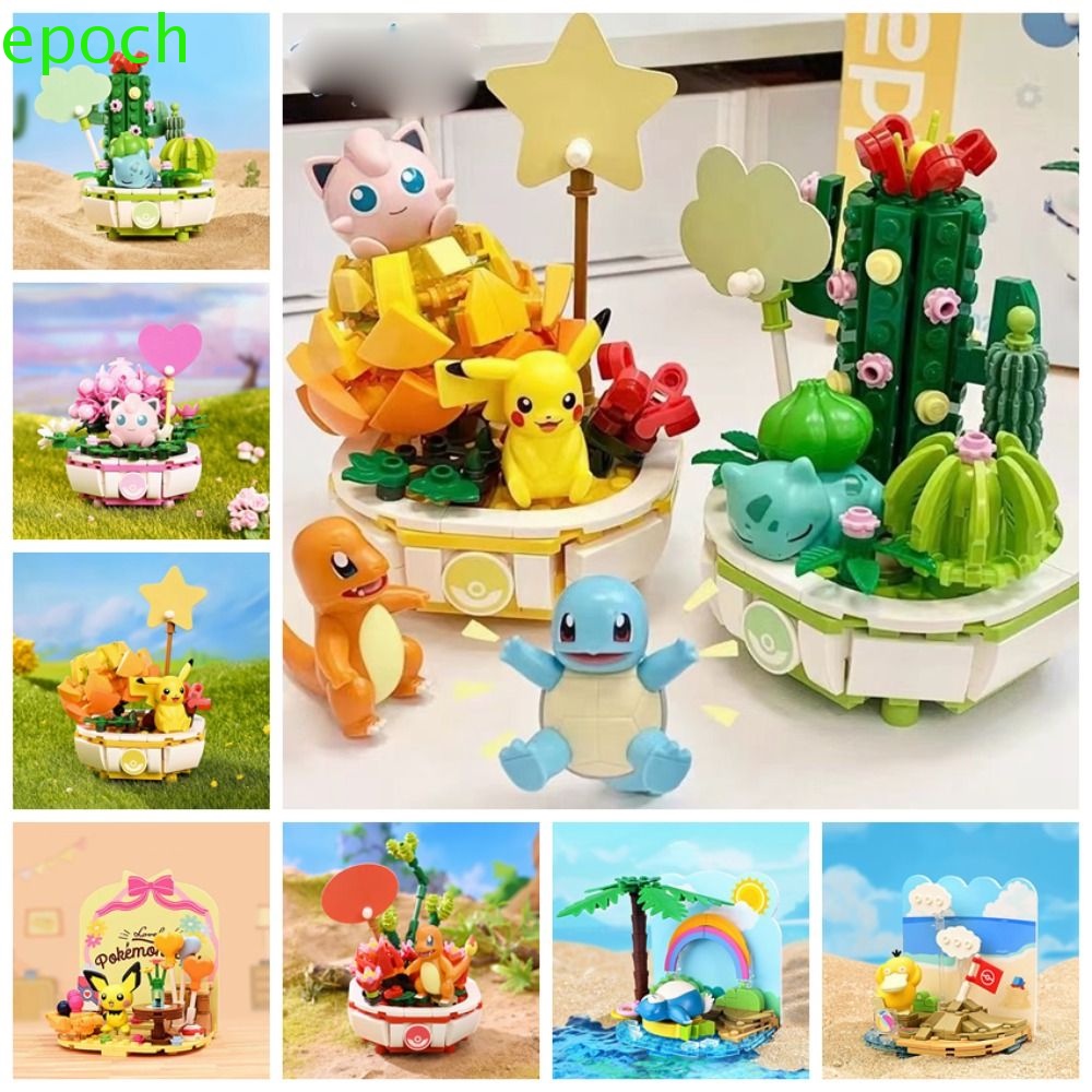 EPOCH Pokemon Building Block, Pikachu Charmander Pikachu Plant Potted ...