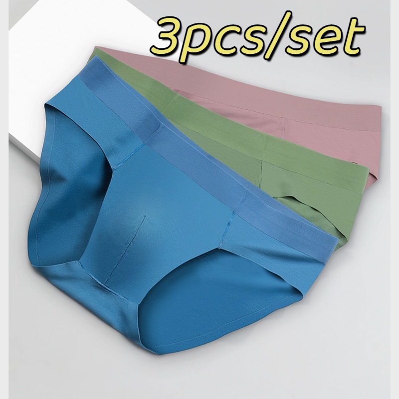 3pcs/set Seamless Underwear Men's Solid Color Simple Soft Breathable ...