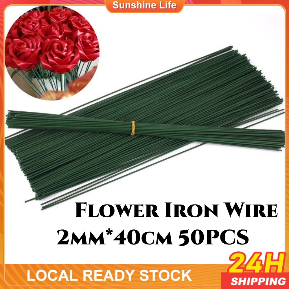 50Pcs Flower Stem Stick Artificial Flower clip Stem Iron Wire DIY ...