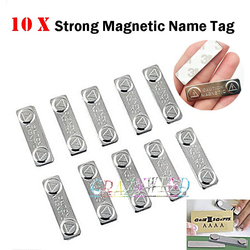 10pcs Strong Magnetic Name Tags Badge Metal Fastener ID Card Durable ...
