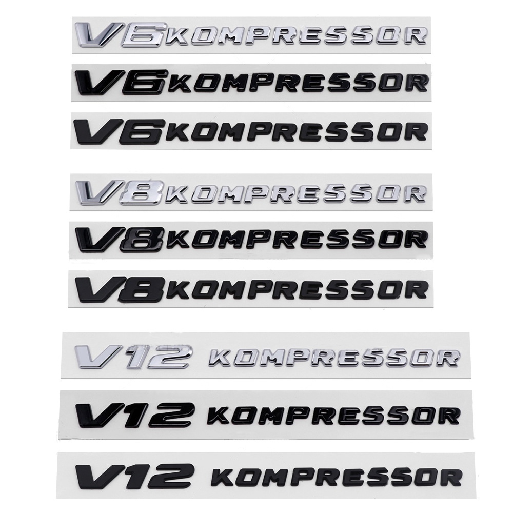 V6 V8 V12 KOMPRESSOR Logo Car Rear Trunk Emblem Sticker Auto Body Side ...