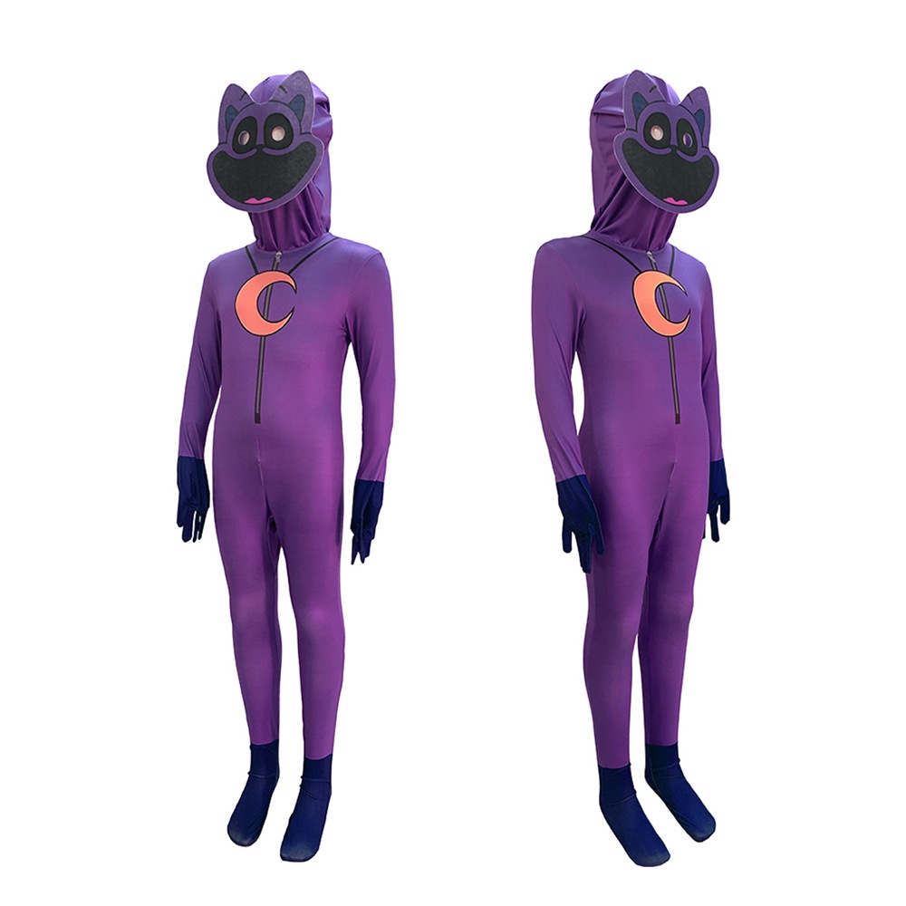 Kids Smiling Critters Cosplay Costume Purple Cat Bodysuit Jumpsuit Boys ...