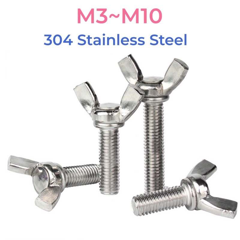 304 Stainless Steel Butterfly Bolt M3 M4 M5 M6 M8 M10 Wing Bolt Thumb ...