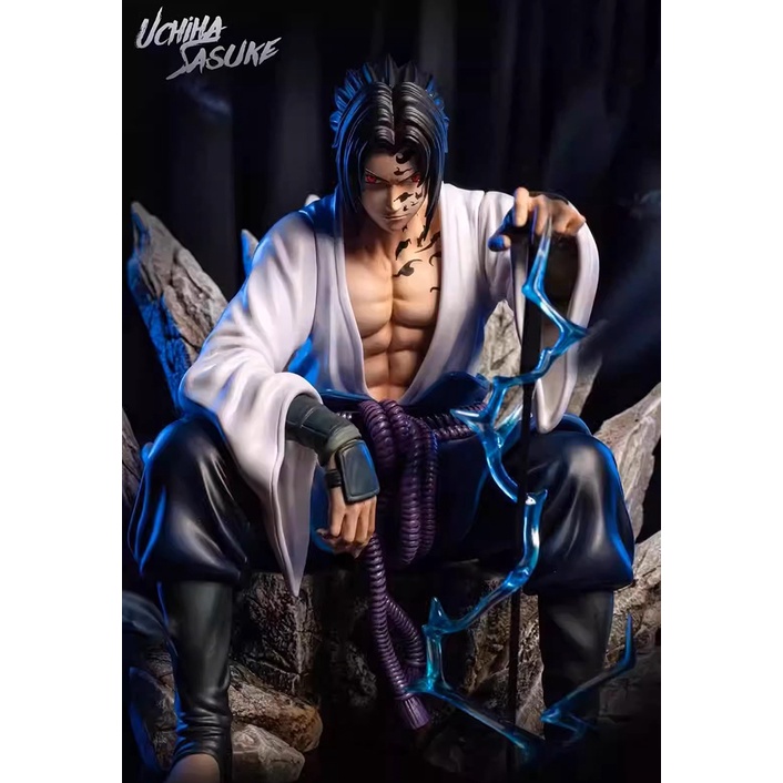Anime Naruto Uchiha Sasuke Cursed Seal Figure Sitting Posture Statue ...