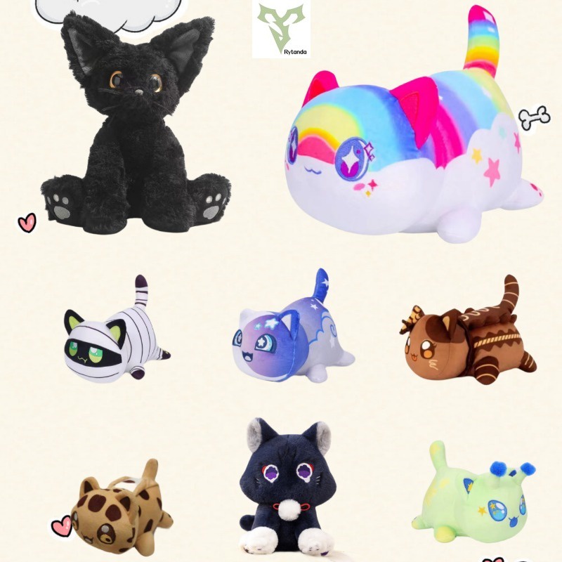 Rytanda NEW Cute MeeMeows Cat Stuffed Animals Plush Toy, Black Cat ...