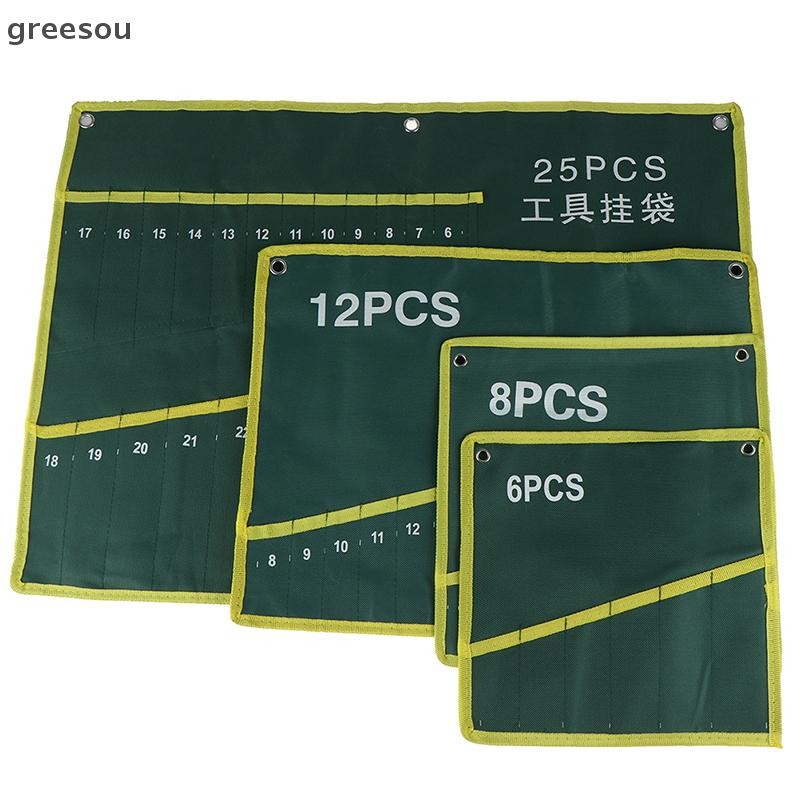 greesou 6/8/12/25 Pocket Grids Canvas Roll Spanner Wrench Tool Storage ...