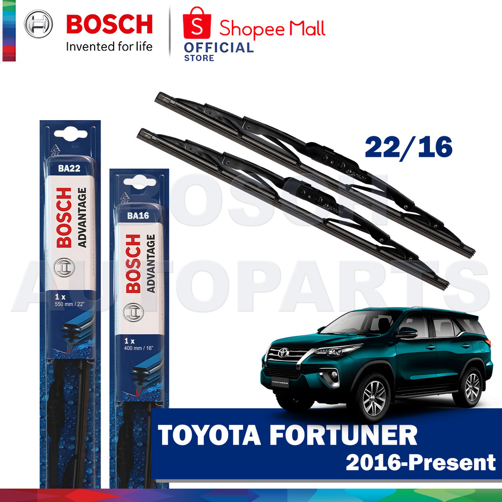 Bosch Advantage Wiper Blade Set for Toyota Fortuner 2016 - Present (22"/16") | Shopee Philippines