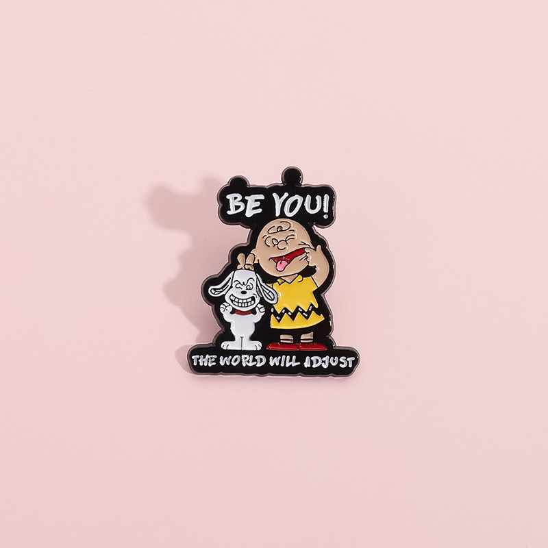 PEANUTS Snoopy and Charlie Brown Cartoon Enamel Brooch Love Animated Puppy Badge Backpack ...