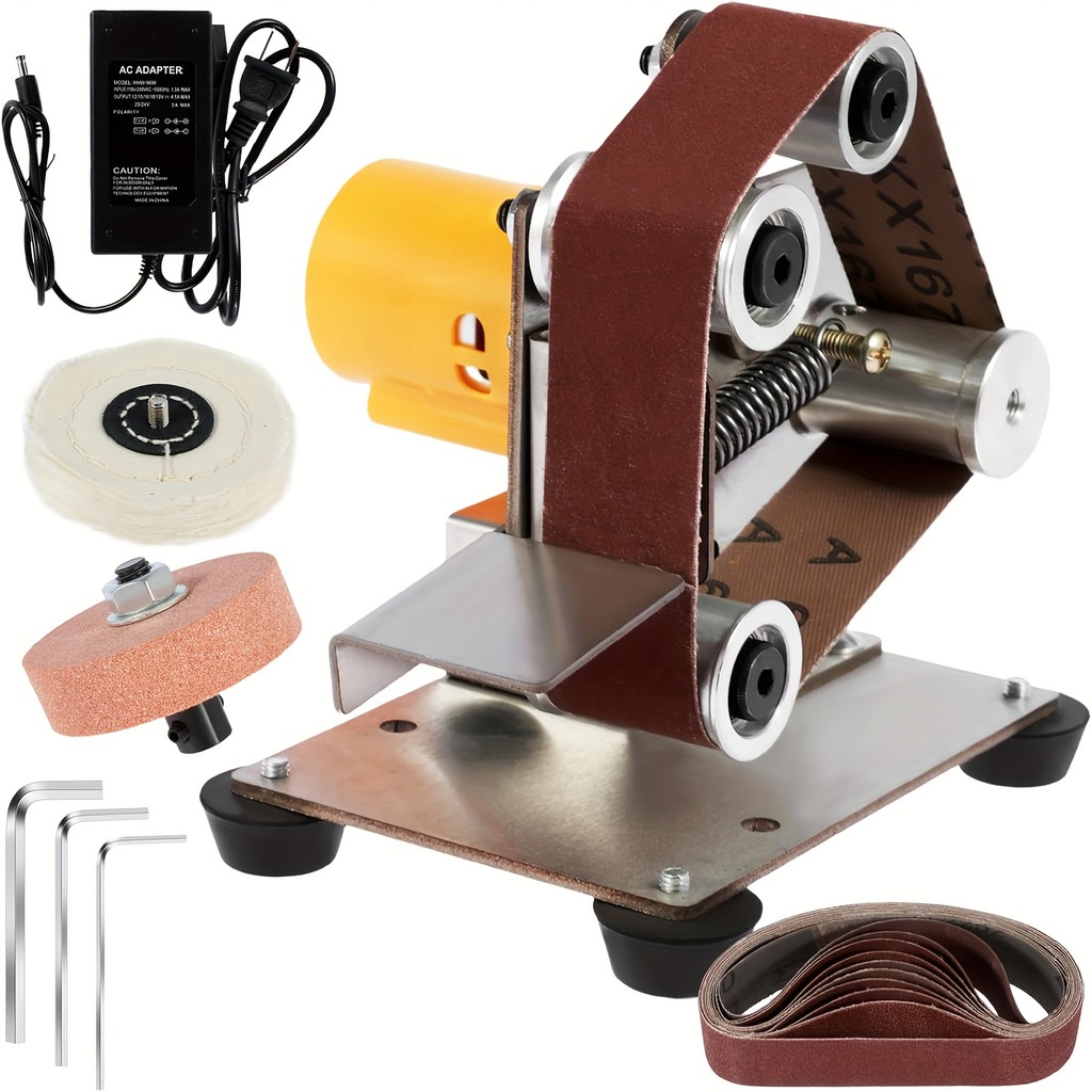 Adjustable Mini Belt Sander - 7 Speed Electric Bench Grinder with Anti ...