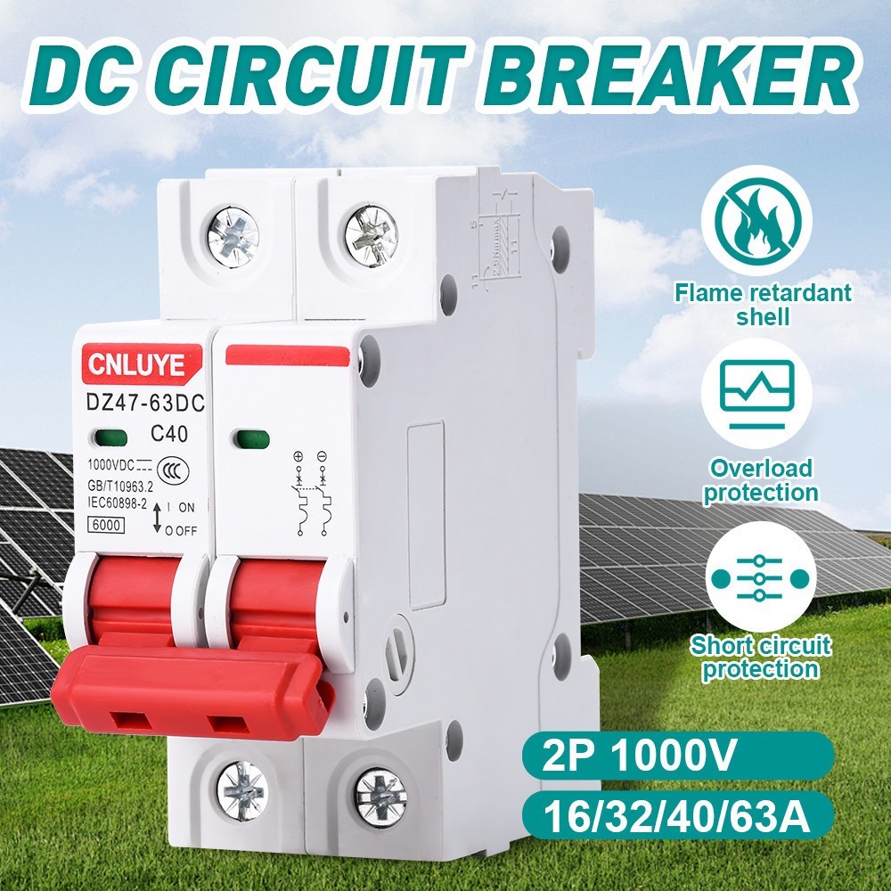 2P AC DC MCB Solar Mini Circuit Breaker Battery Switch 20A 25A 32A 40A ...