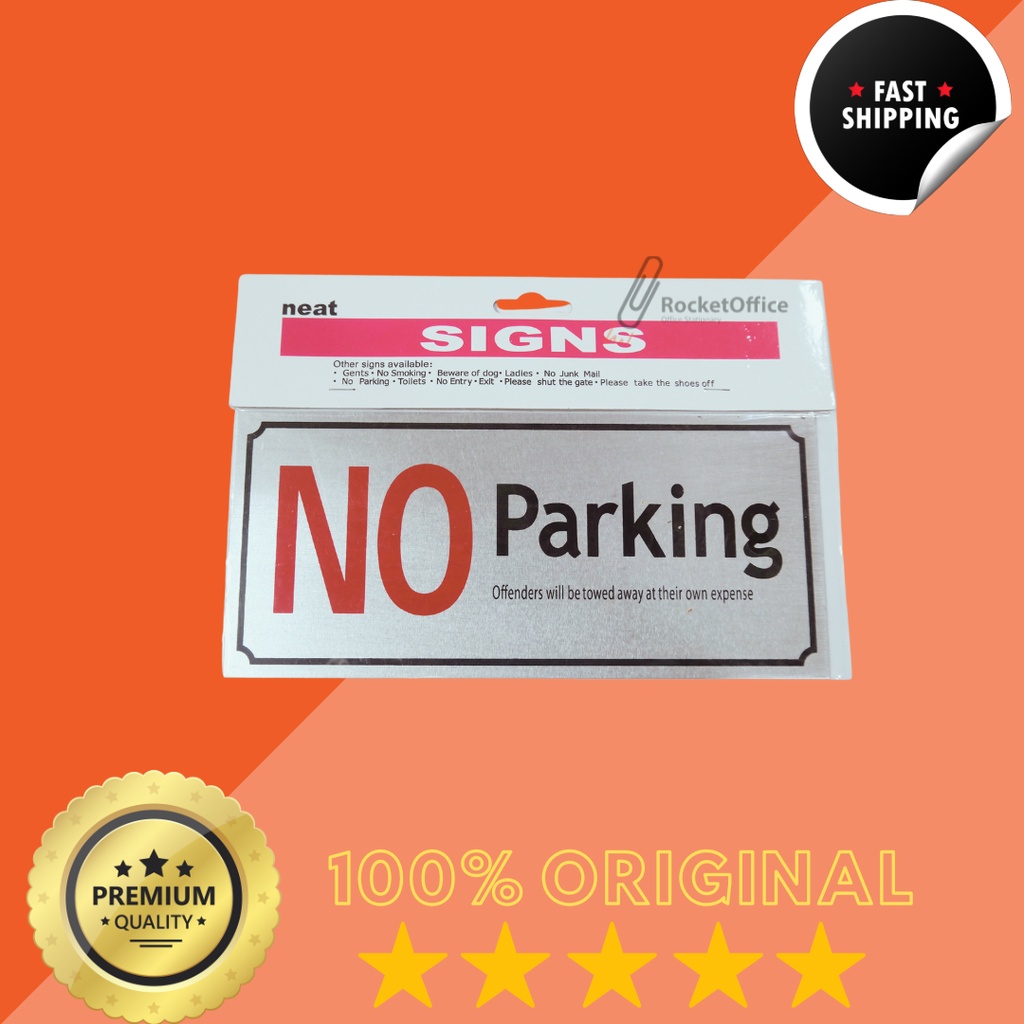 NO PARKING SIGN - Aluminum Metal Plate w/ Adhesive Sticker Signage ...