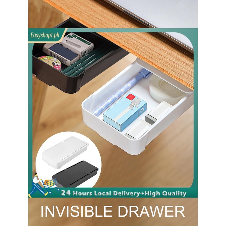 Punch Free Invisible Drawer 20.5x10.5x3CM Self-adhesive Under Desk ...