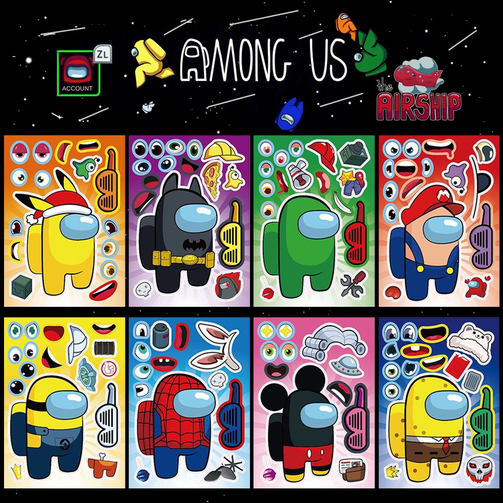 8pcs Cute Cartoon Reasoning Game AmongUs Series Character Dressing ...