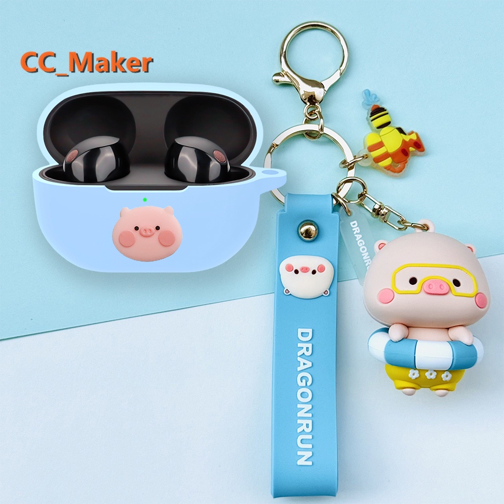 For Sony WF-1000XM5 Case Cute Piggy Keychain Pendant Sony WF-1000XM4 ...