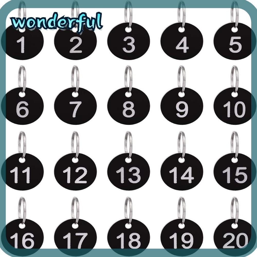 WONDER 20 Pack Numbers Tags, 35mm Black Round, Teacher 1-20 Numbered ...