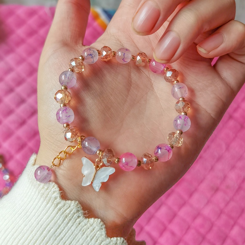 Candy Color Butterfly Bracelet Colorful Ceramic Crystal Handmade Charm ...