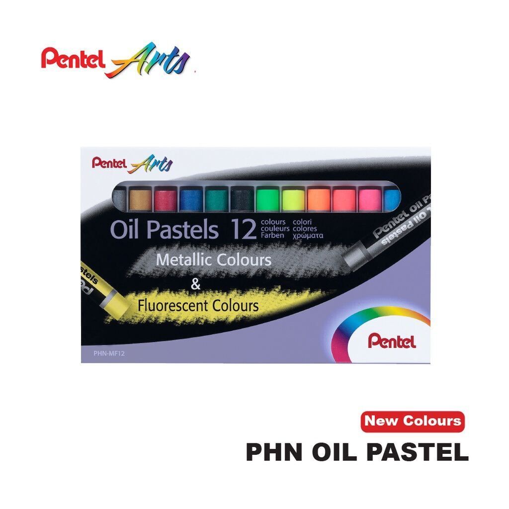Pentel Arts PHN Oil Pastels Colour New Flourescent / Metallic | Shopee ...