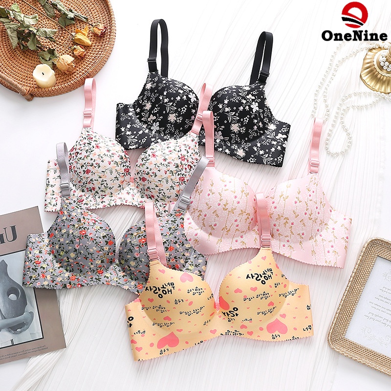 Thick Chest Pad Push Up Seamless Bra Thin cotton No Wire gathered Girls ...