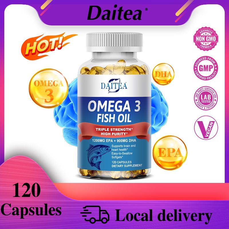 Daitea Omega 3 Fish Oil with EPA and DHA To Support Heart Health and Support Immunity, 120 ...