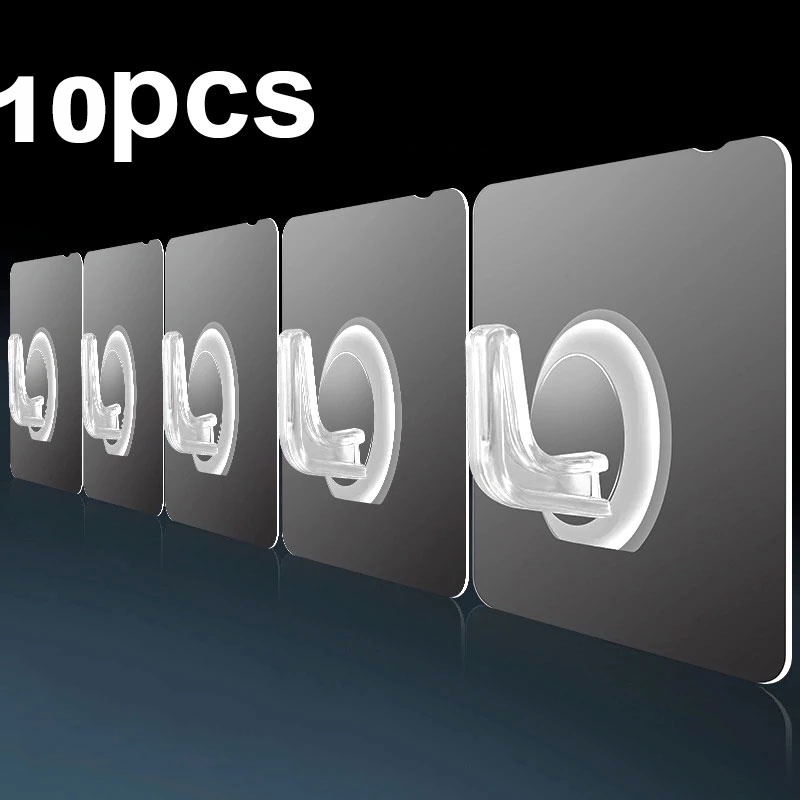 10pcs Adhesive Wall Hook Transparent Strong Adhesive Door Wall Hanger ...