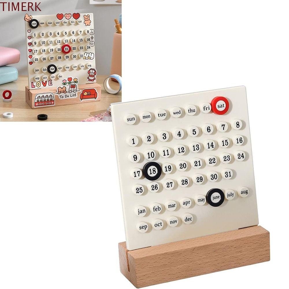TIMERK Acrylic DIY Calendar, Wooden Base Handmade Wooden Desk Calendar ...