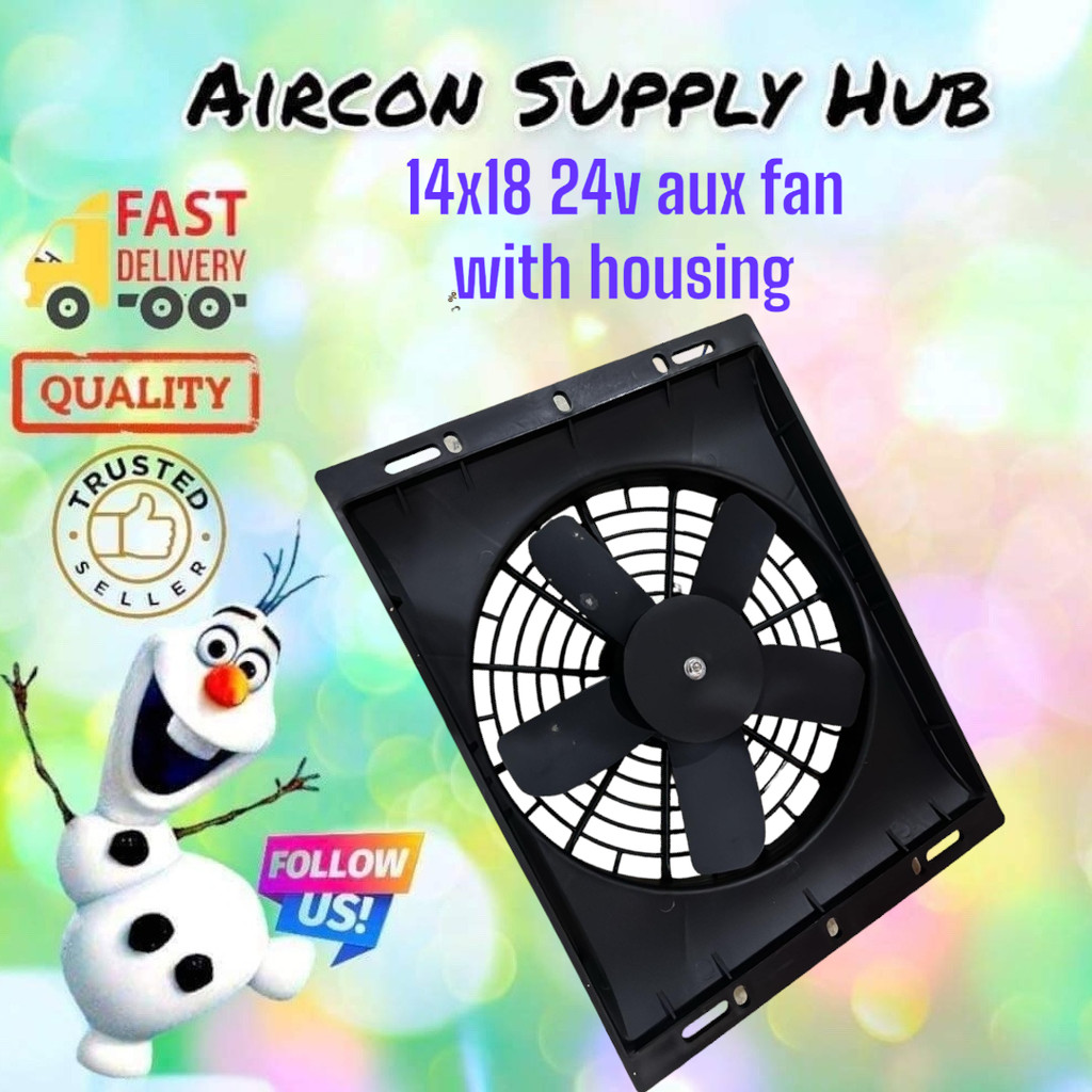 Aux fan 14x18 24volts with housing shroud Car aircon parts high speed ...