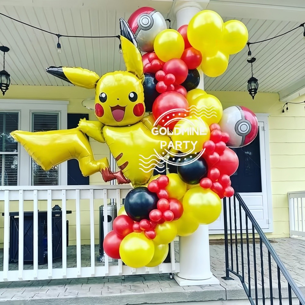 Cartoon Pokemon Pikachu Theme Foil Balloons Set Kids Birthday Baby ...