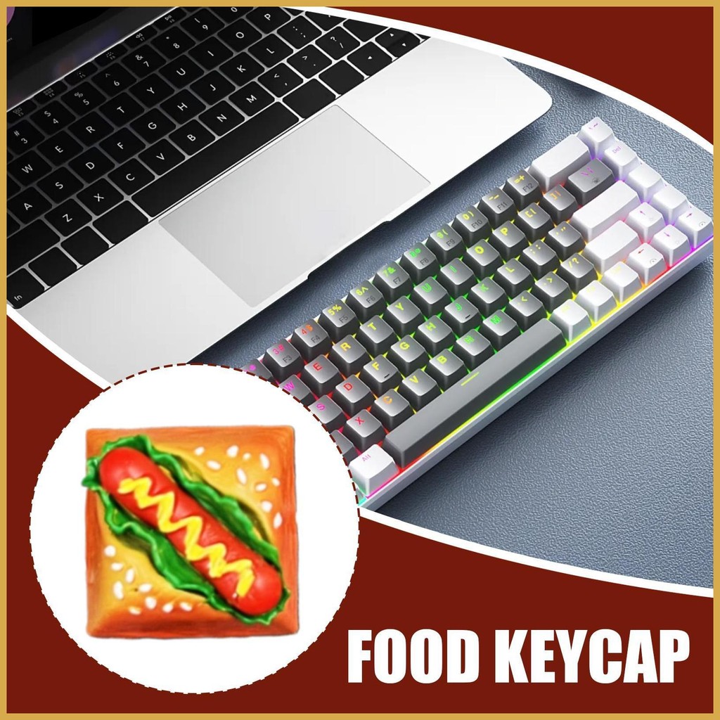 Food Styling Key Caps Stimulation Food Hotdog Waffle 3D Keycaps Cute ...