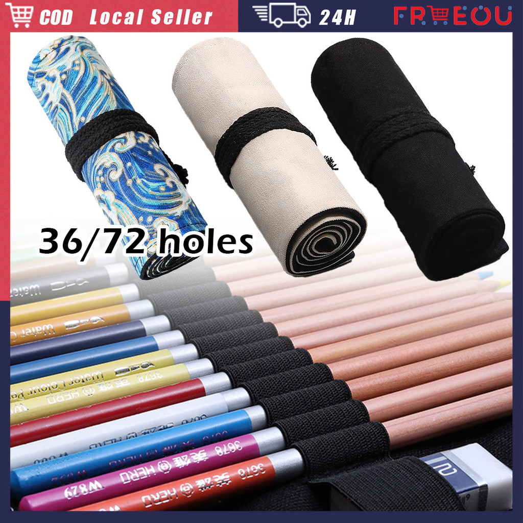Canvas 36/72 Holes Roll Up Pencil Case For Color Pencils Sketch Pencils ...