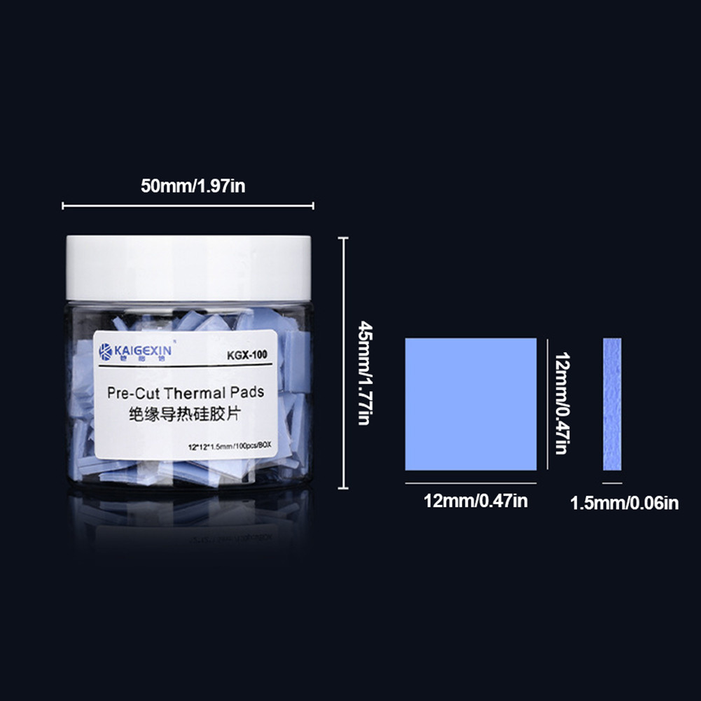 100PCS Thermal pad 12x12x1.5mm GPU CPU Laptop Heatsink Cooling thermal ...