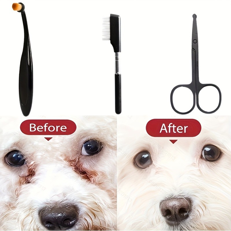 3 Professional Pet Grooming Kit, Stainless Steel Tear Comb And Scissors ...